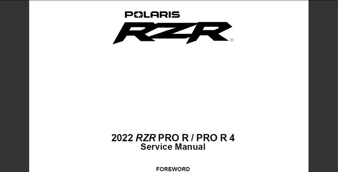 2022 Polaris RZR Pro R and RZR Pro R 4 Repair Workshop Service Manual ...