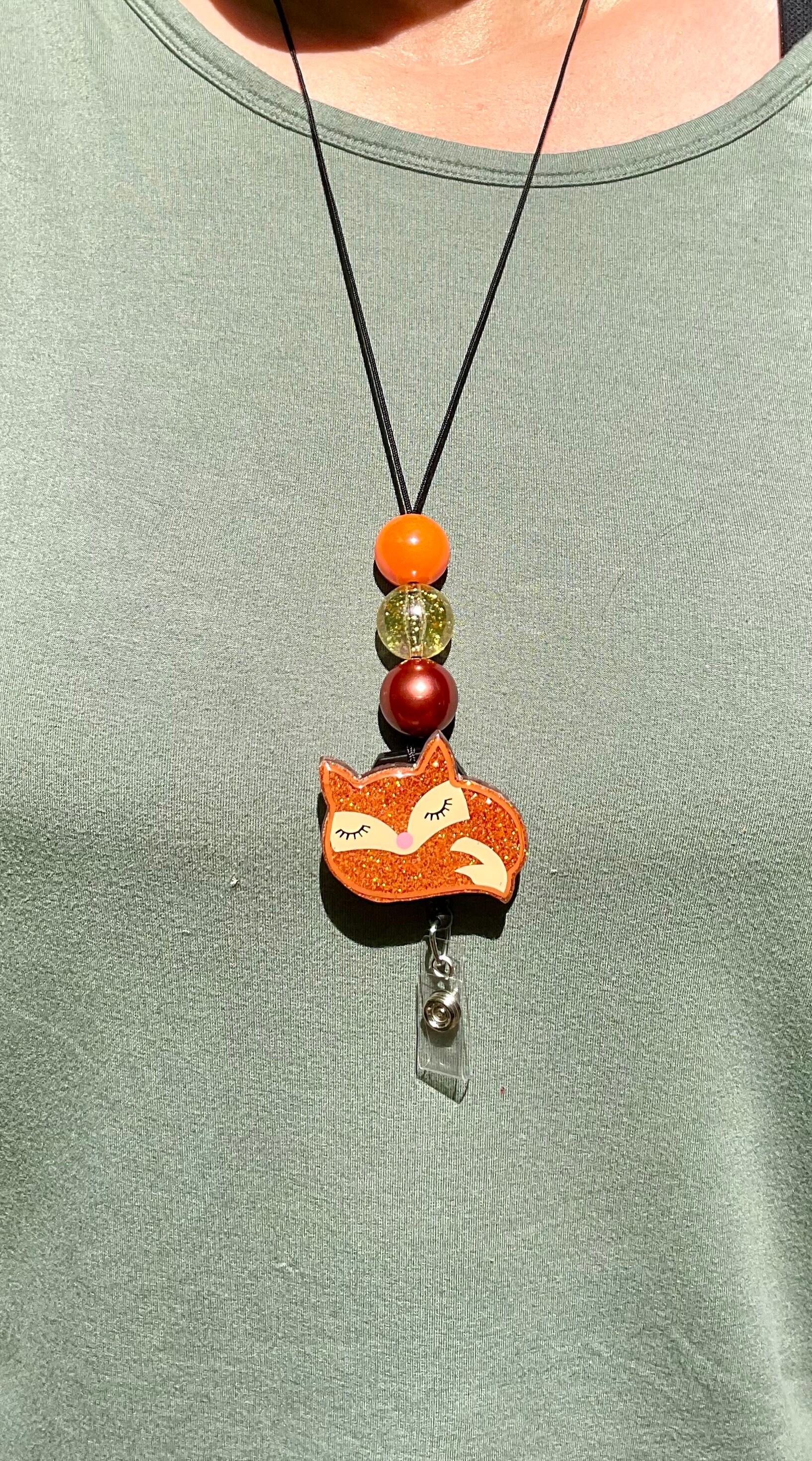 Sleeping Fox Lanyard, Teacher Lanyard With Badge Holder, Teacher ...