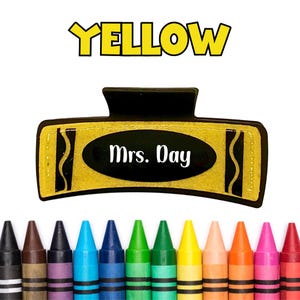 Personalized Crayon Teacher Claw Clip, Custom Teacher Hair Accessory ...