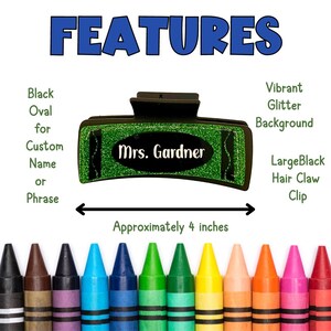 Personalized Crayon Teacher Claw Clip, Custom Teacher Hair Accessory ...