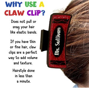 Personalized Crayon Teacher Claw Clip, Custom Teacher Hair Accessory ...