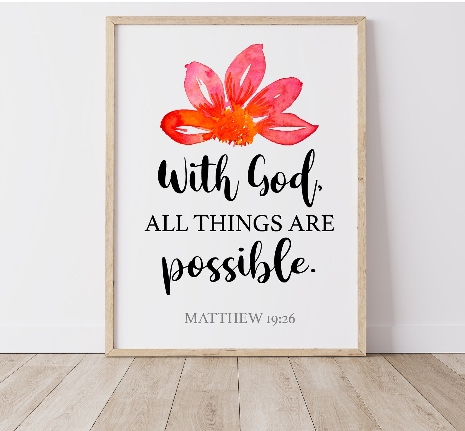 With God All Things Are Possible | Matthew 19:26 | Christian Gift ...