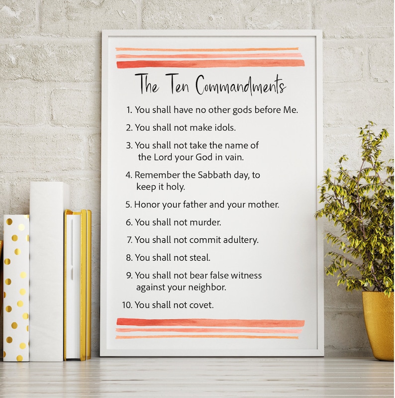 10 Commandments | Ten Commandments | Exodus 20:1-17 | Christian Gift | Christian Wall Art ...
