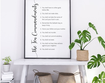 The Ten Commandments Exodus 20:1-17, Printable, Christian Art, Digital ...