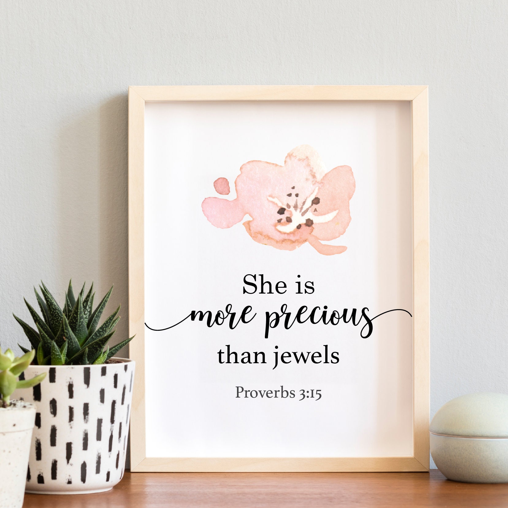 She is More Precious Than Jewels Proverbs 3:15 Christian Gift Christian ...