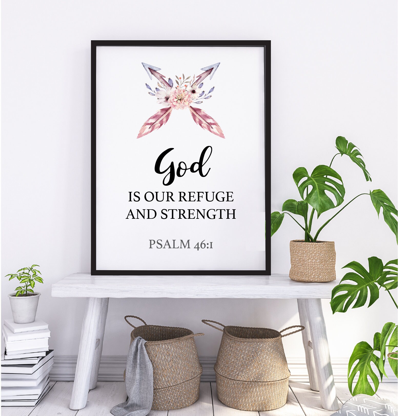 God is Our Refuge and Strength Psalm 46:1 Christian Gift Christian Wall ...