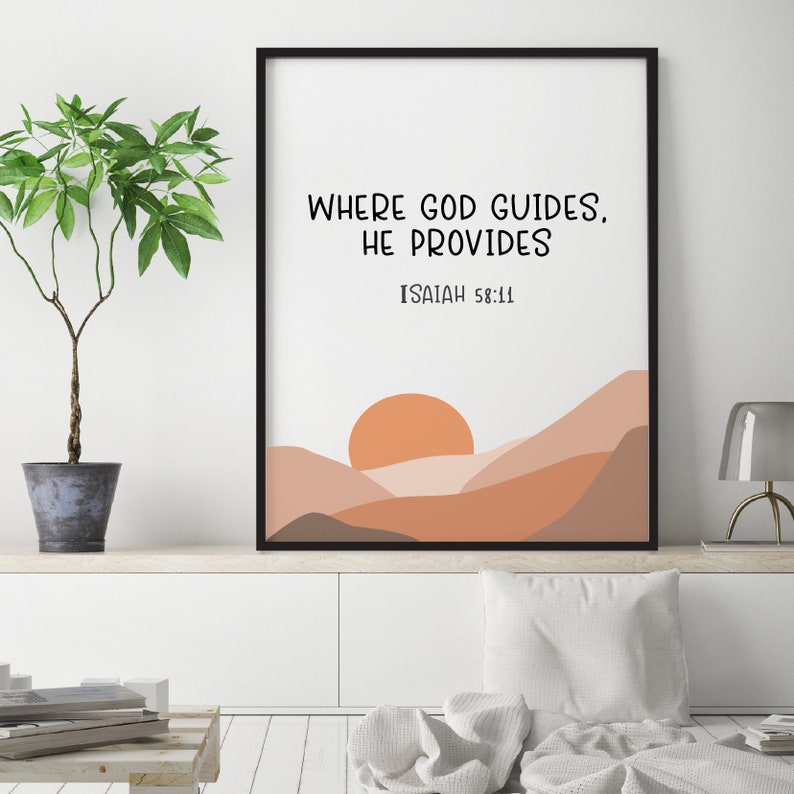 Where God Guides He Provides Isaiah 58:11 Christian Gift Christian Wall ...
