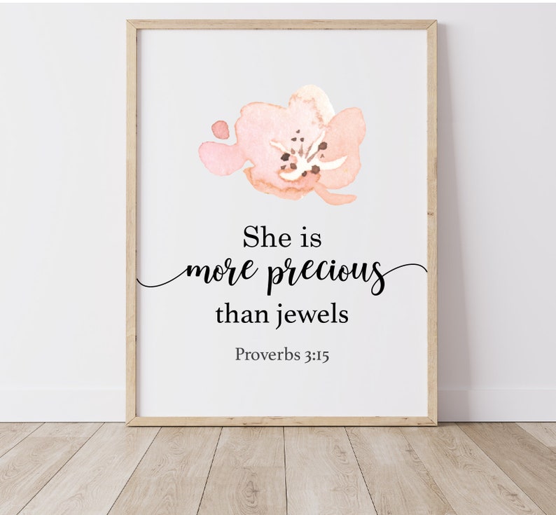 She is More Precious Than Jewels Proverbs 3:15 Christian Gift Christian ...