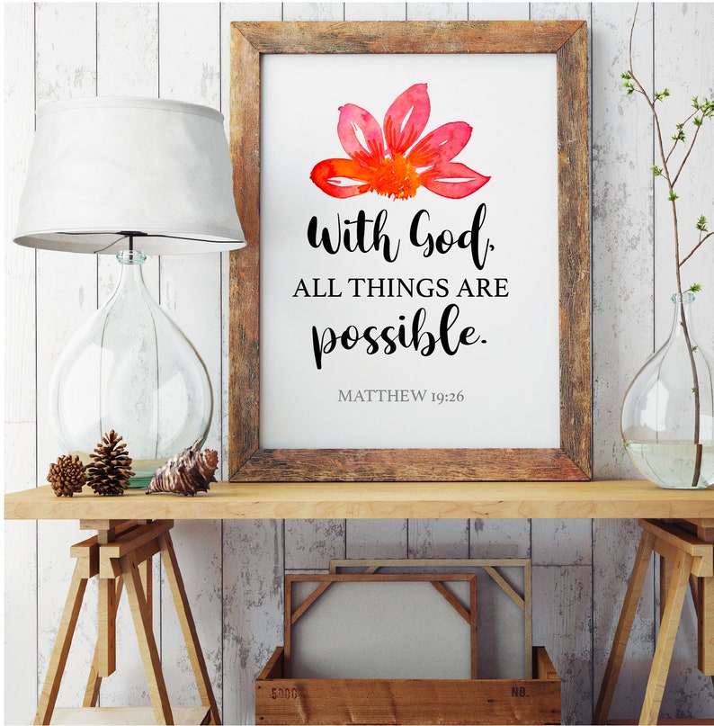 With God All Things Are Possible | Matthew 19:26 | Christian Gift ...
