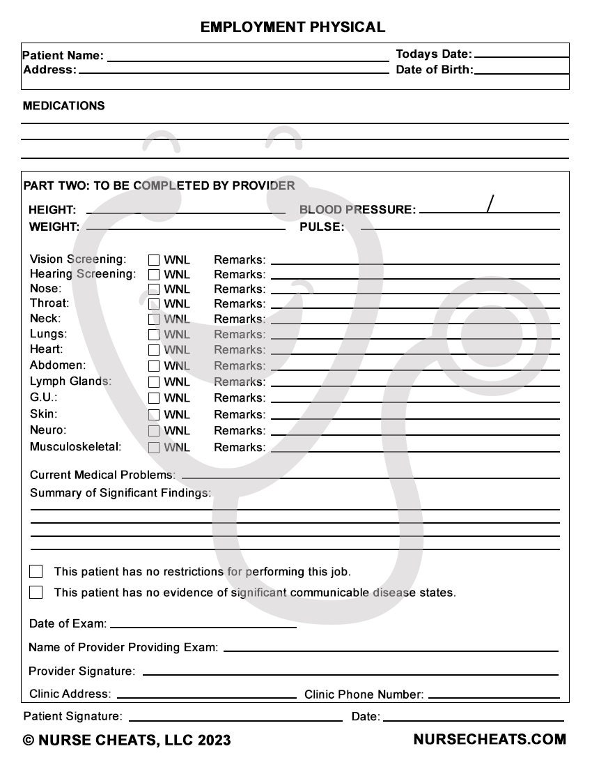 Employment - Physical (printable and Downloadable) - Etsy