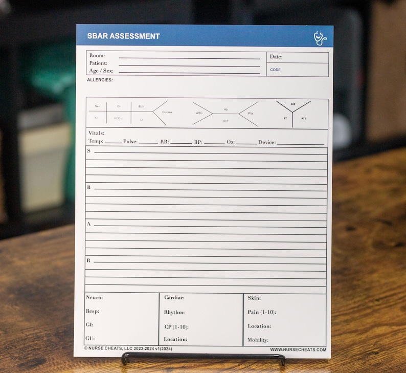 SBAR ASSESSMENT Form for Inpatient Nurses - Etsy