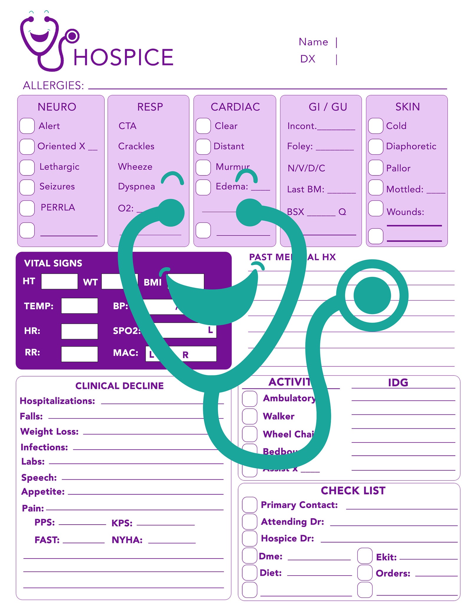 Hospice Assessment Form - Purple - Etsy