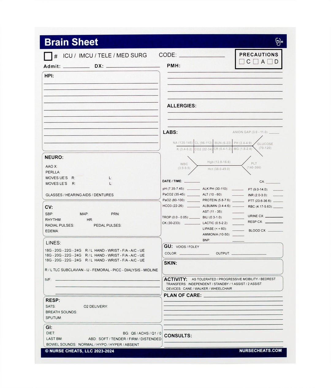 ICU Brain Sheet (synthetic) - Etsy