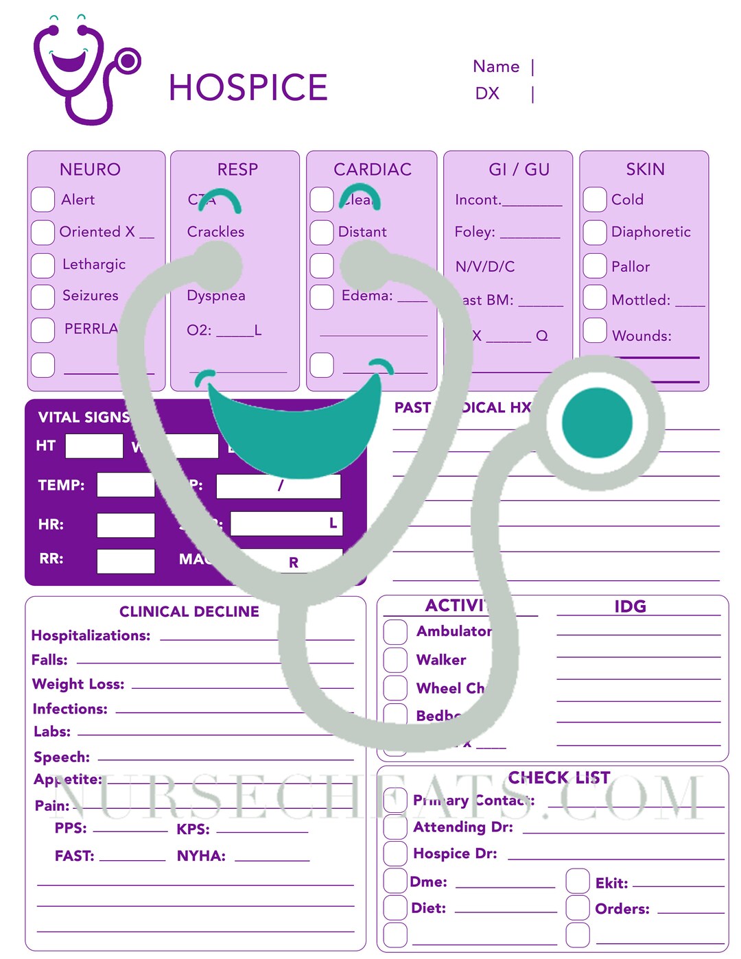 Hospice Assessment Form Purple - Etsy
