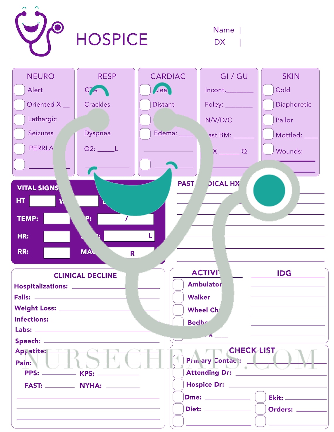 Hospice Assessment Form Purple - Etsy