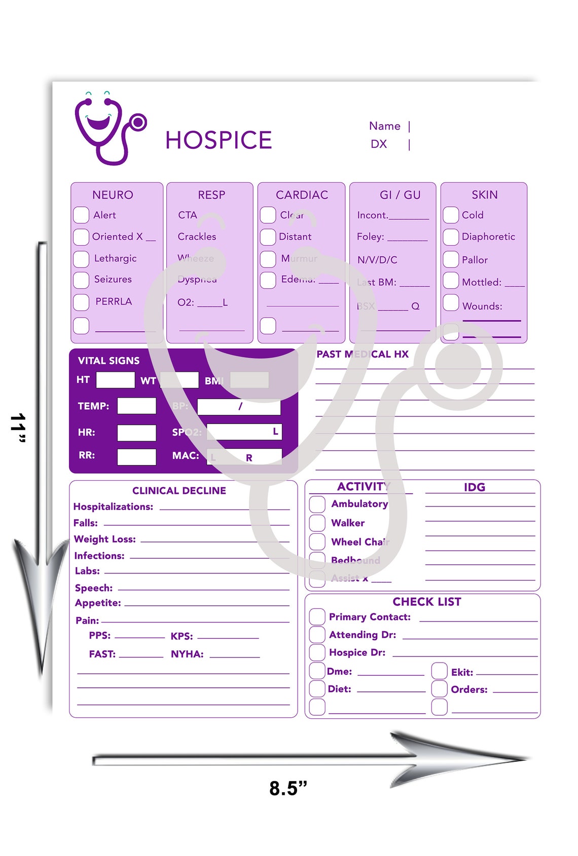 Hospice Assessment Form - Purple - Etsy