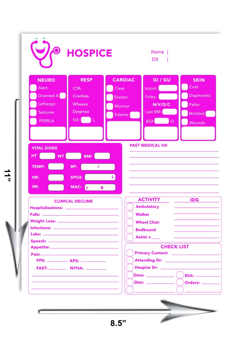 Hospice Assessment Form Pink - Etsy