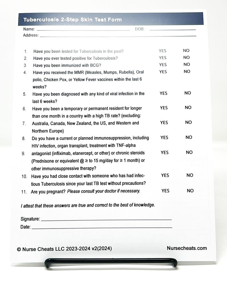 Employment - 2 Step (TB) Tuberculosis Test PHYSICAL FORM - Etsy
