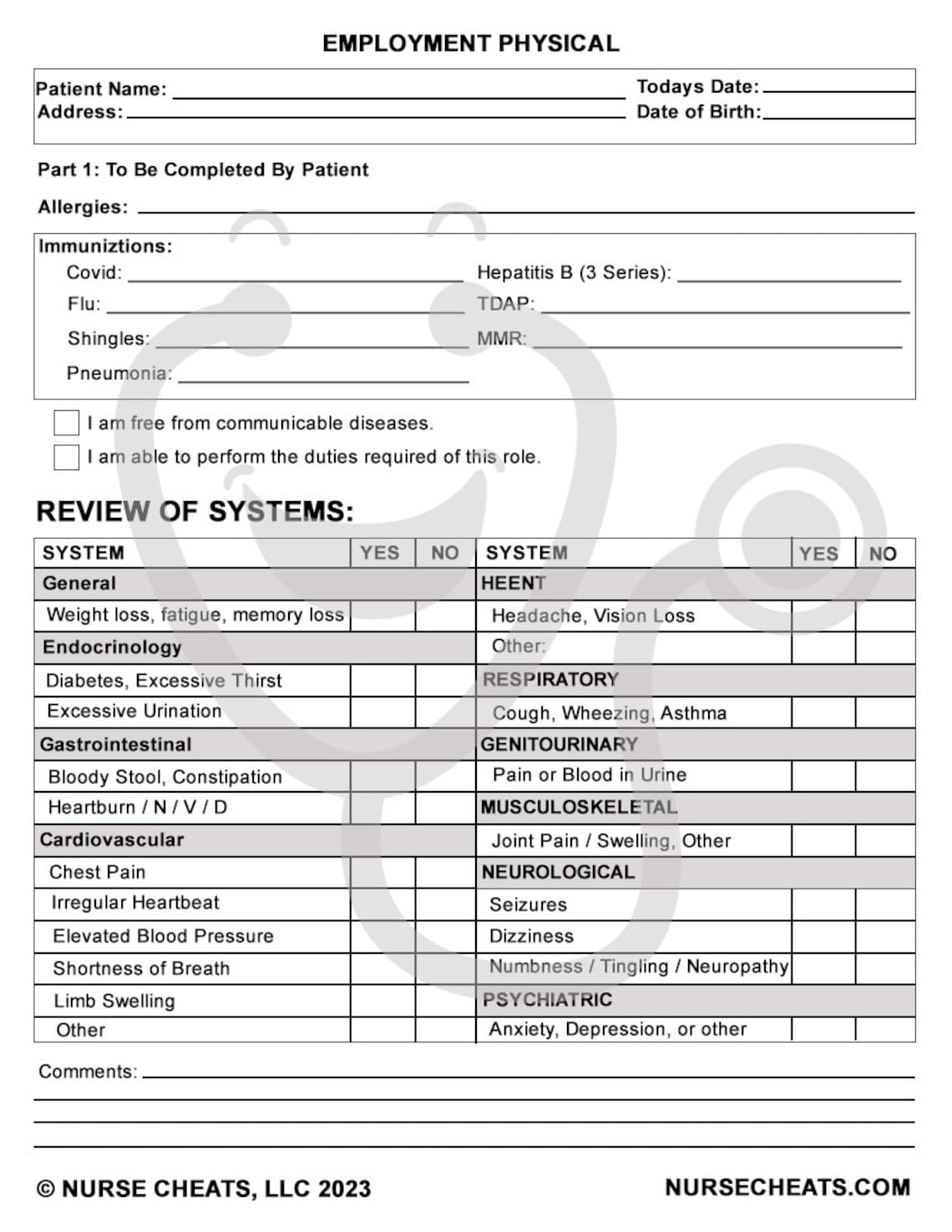 Employment - Physical (printable and Downloadable) - Etsy