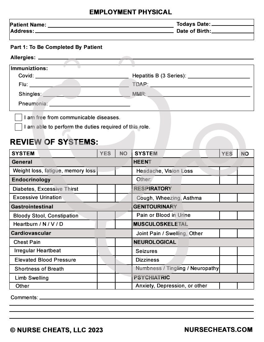 Employment - Physical (printable and Downloadable) - Etsy