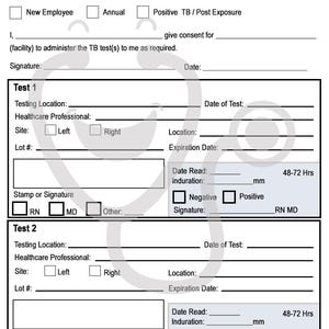 Employment - 2 Step (TB) Tuberculosis Test (blank & Printable) - 2 ...