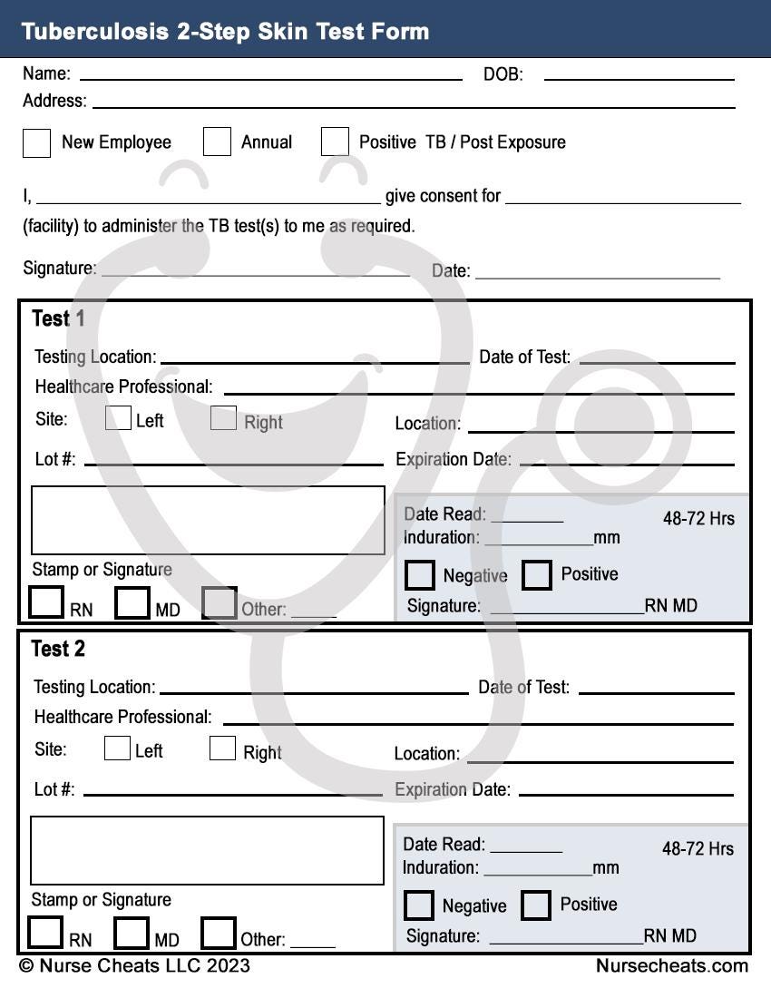 Employment - 2 Step (TB) Tuberculosis Test (blank & Printable) - 2 ...