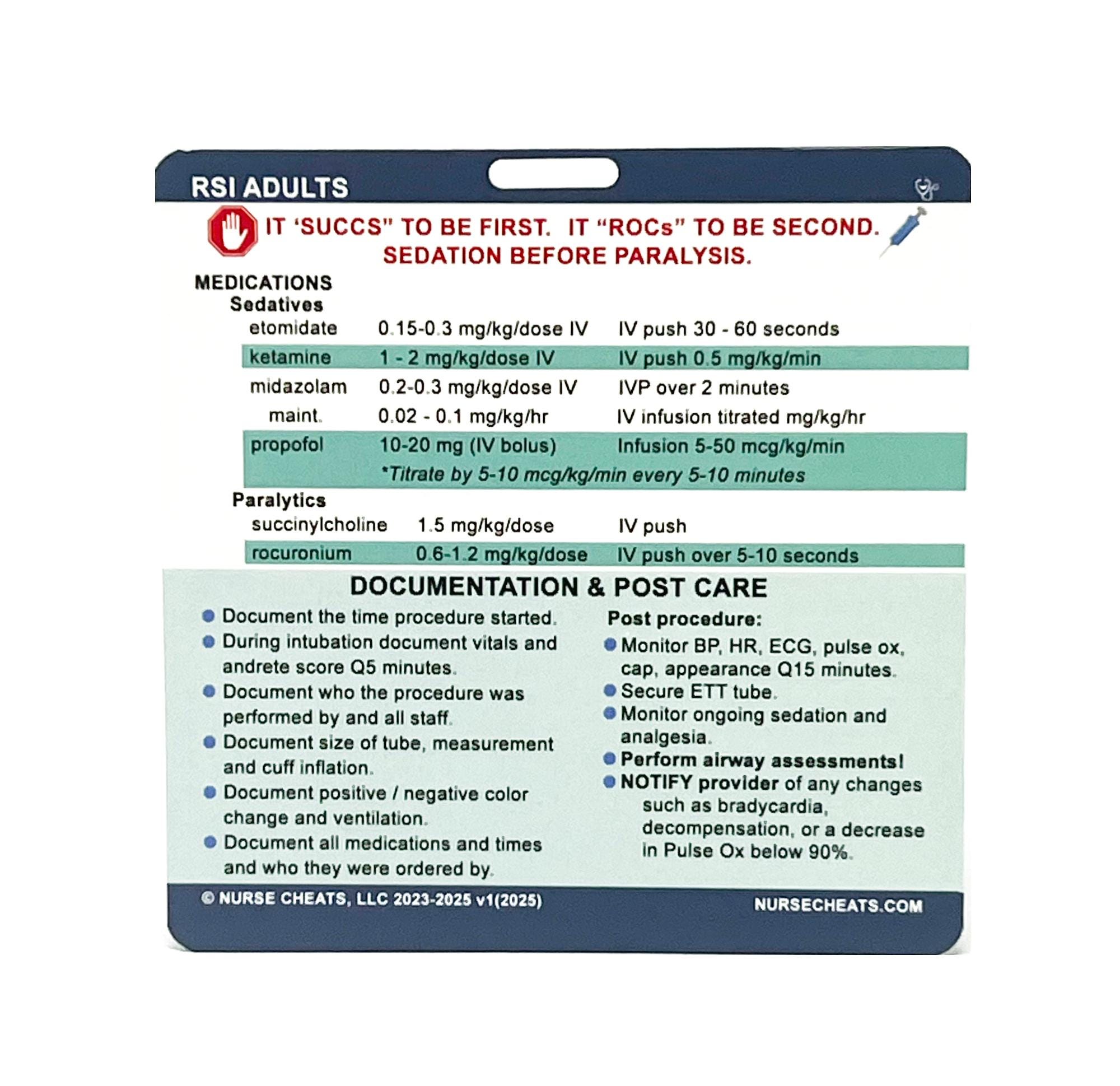 Rapid Sequence Intubation (RSI) Badge Buddy by Nurse Cheats - Etsy