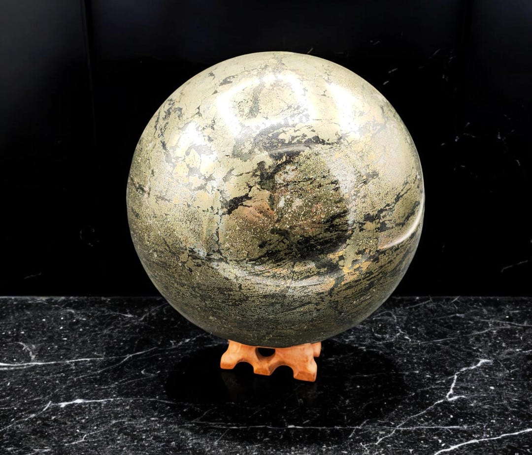 XL Pyrite Sphere, Gold Crystal Sphere Gold Crystal Ball Pyrite Ball ...