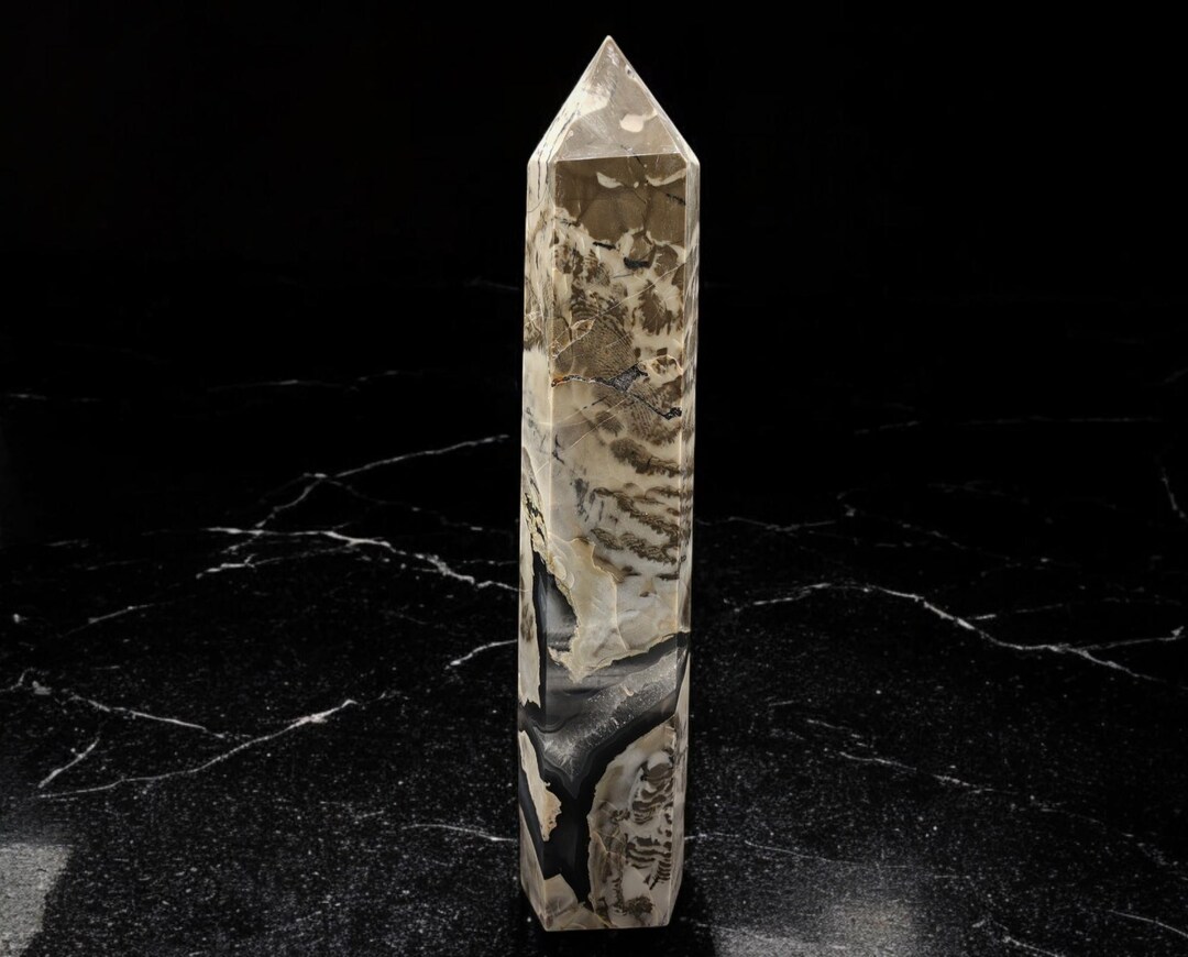 Large Volcano Agate Tower Grey Crystal Tower Volcano Agate Point ...