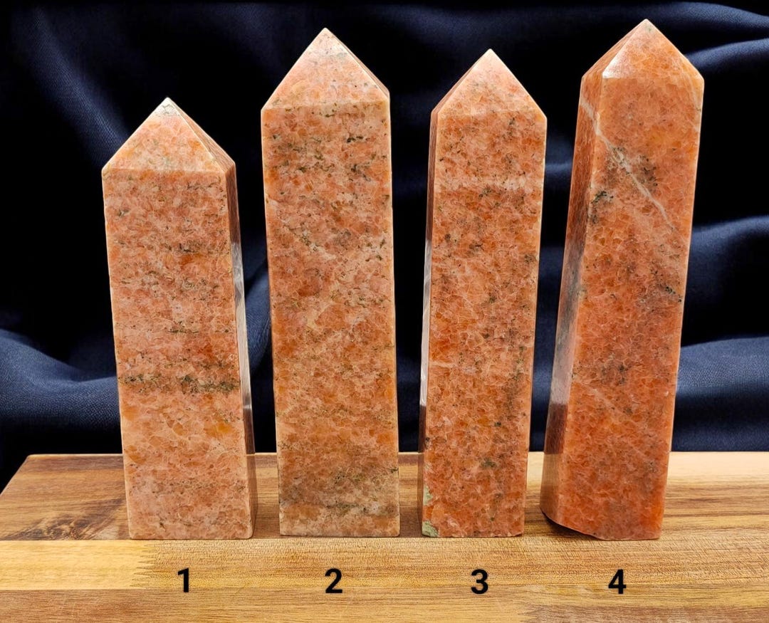 Large Sunstone Tower Orange Crystal Tower Sun Stone Crystal Point Sun ...