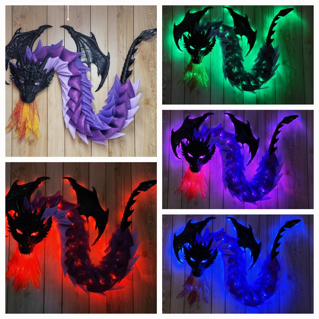 Customizable Flying Dragon Wreath, Dragon Wreath, Fire Wreath, Fantasy ...