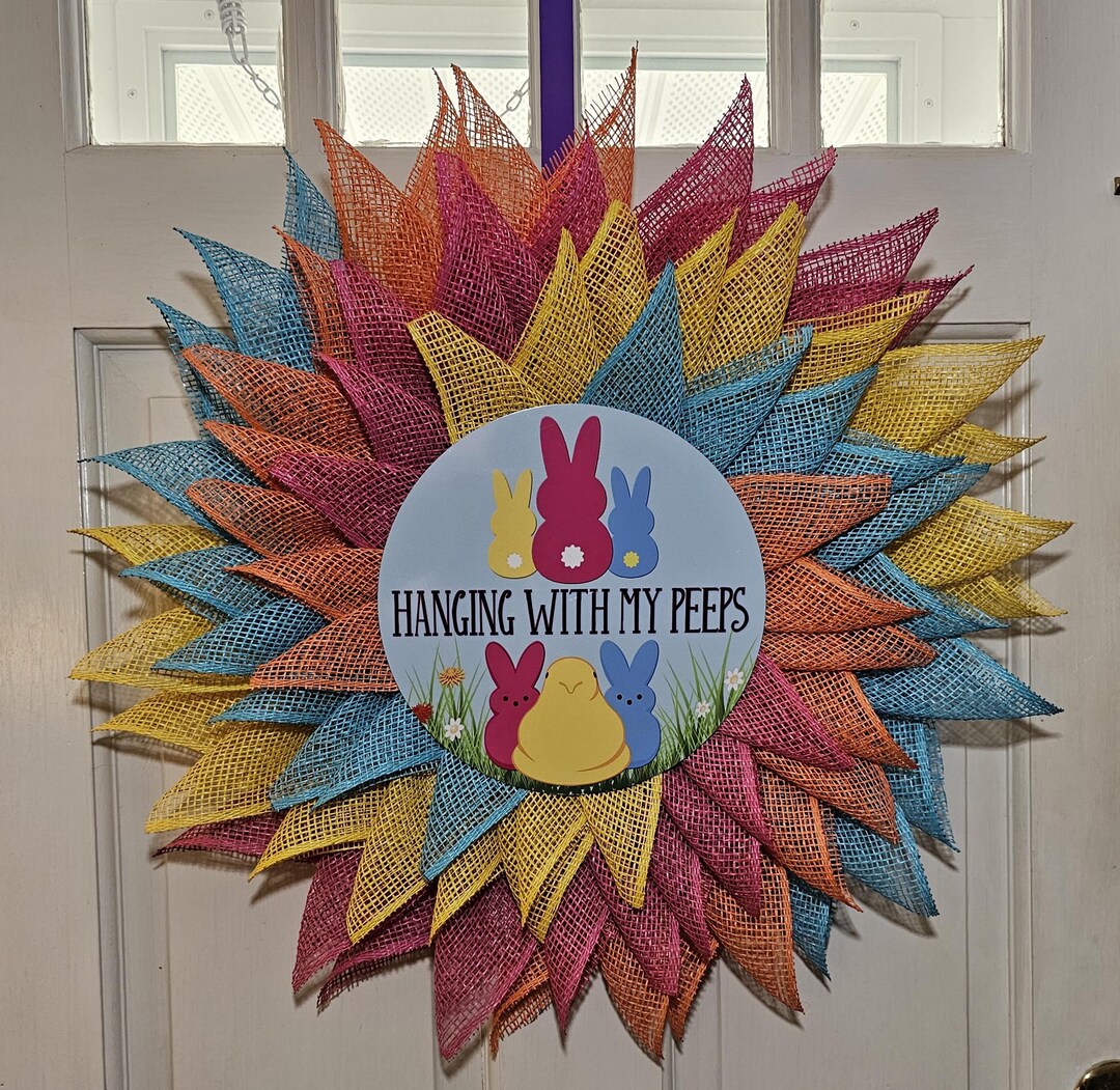 Hanging With My Peeps Wreath, Easter Wreath, Peeps Wreath, Front Door ...