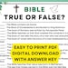 Bible True or False Game! Instant Digital Download PDF Printable 25 ...