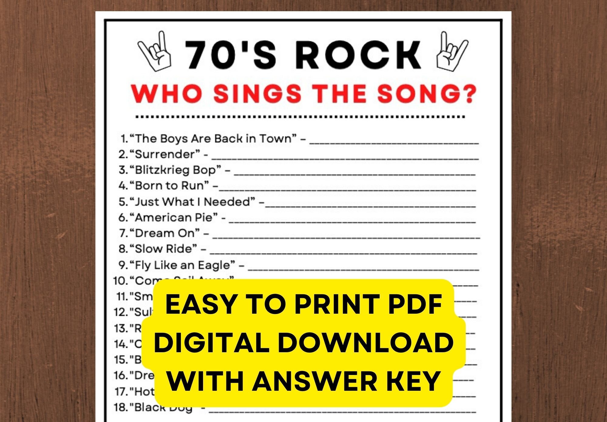 Ultimate Rock Music Bundle - 70s, 80s, 90s, Classic Rock Trivia, Finish ...