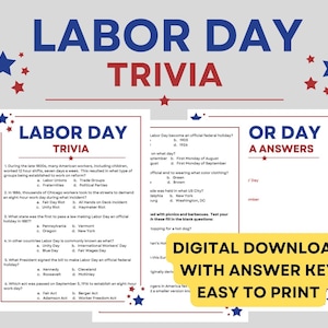 Labor Day Trivia and Answer Key Instant Digital Download PDF! - Etsy