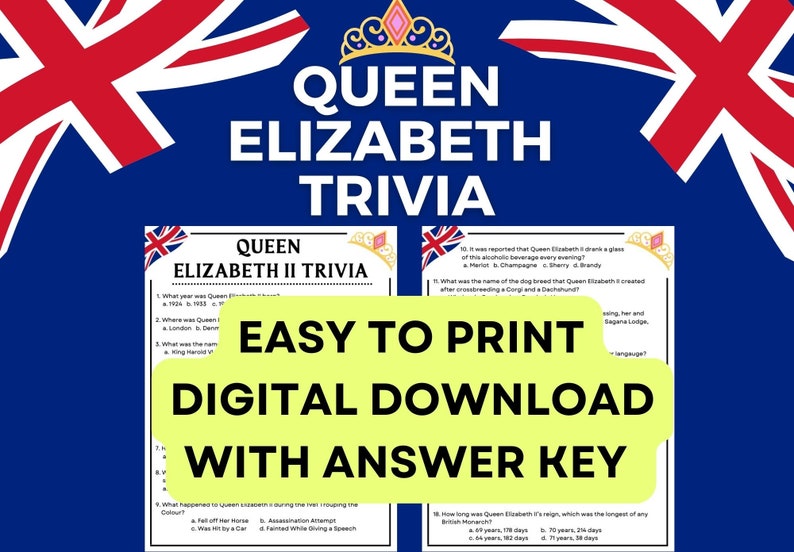 Queen Elizabeth II of England Royal Trivia! 18 Multiple Choice ...