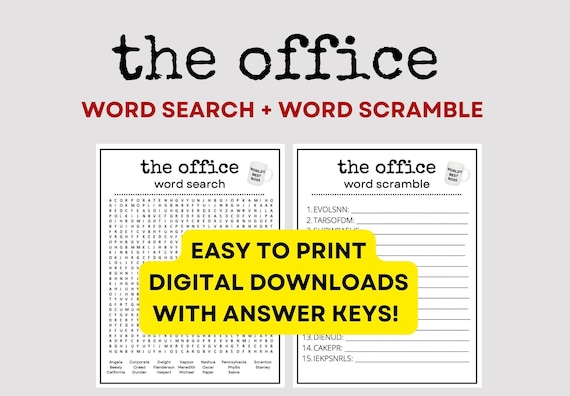 The Office Word Search and Word Scramble Digital Printable PDF - Etsy ...