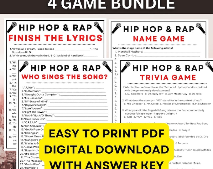 90s Hip Hop Trivia Party Game - Etsy