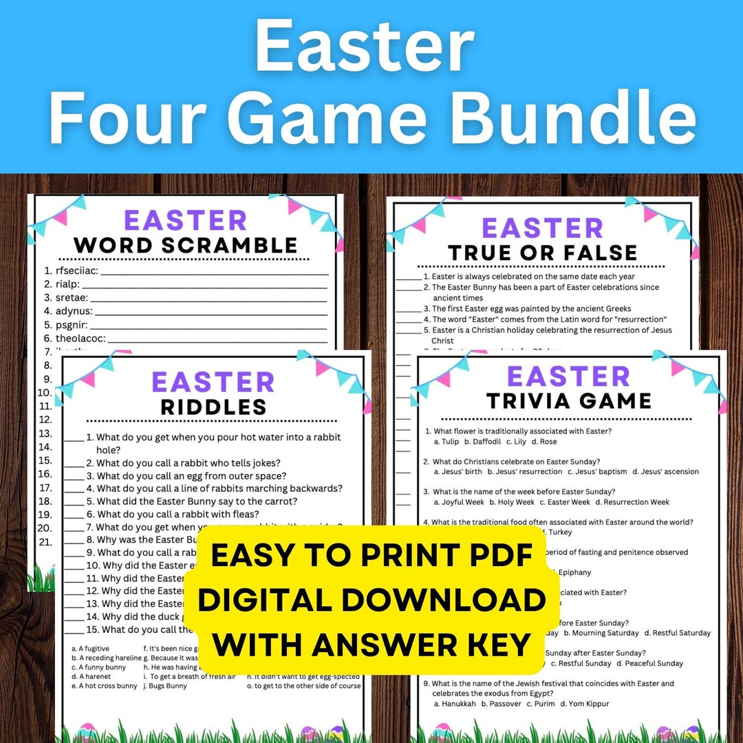 Easter Game Bundle! Easter Trivia, Easter True or False, Easter Riddles ...