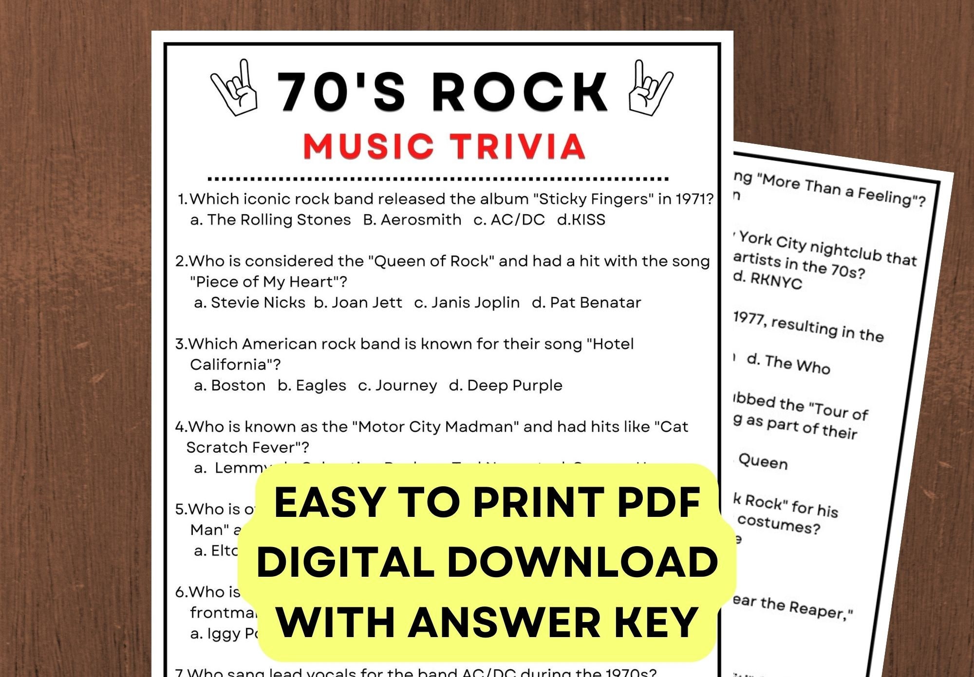 70s Rock Music 3 Game Bundle 70s Rock Trivia, Finish the Lyrics, and ...