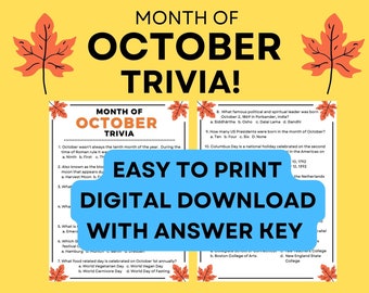 October Trivia Game - Etsy