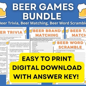 Beer Games Bundle! Digital Download Includes Beer Trivia, Beer Brand ...