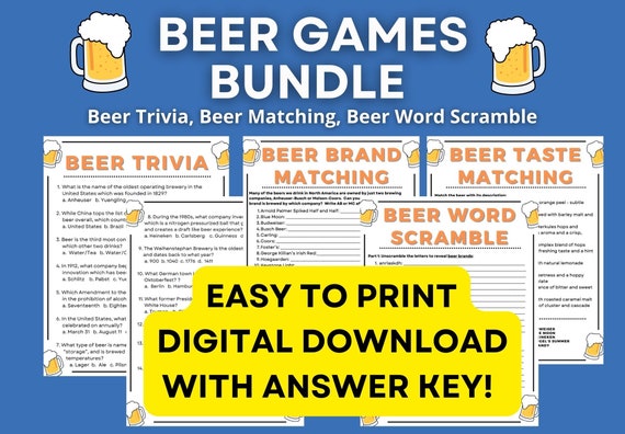 Beer Games Bundle Digital Download Includes Beer Trivia Beer - Etsy