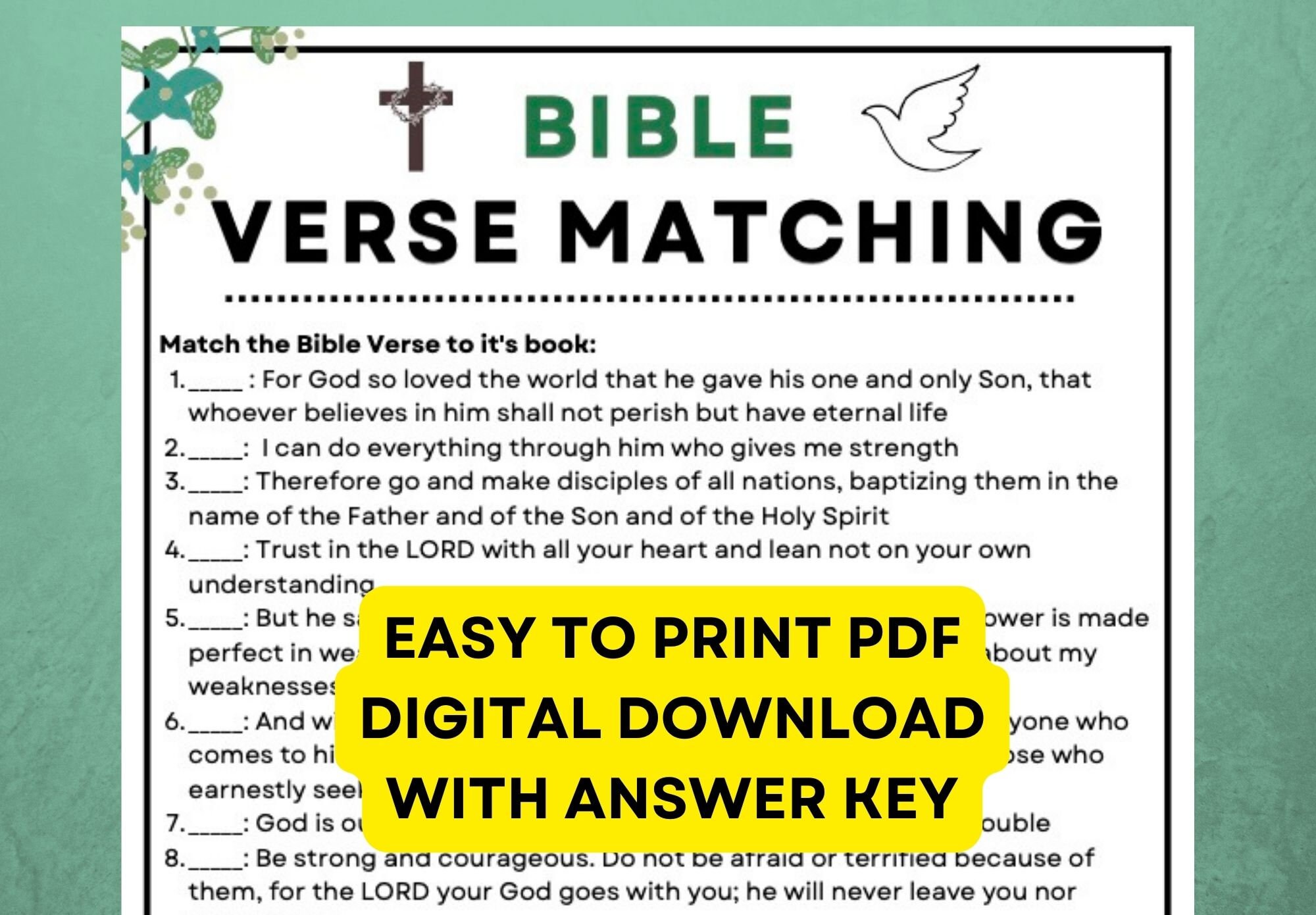 Bible Games Bundle 5 Games: Trivia, True or False, Bible Verse Matching ...