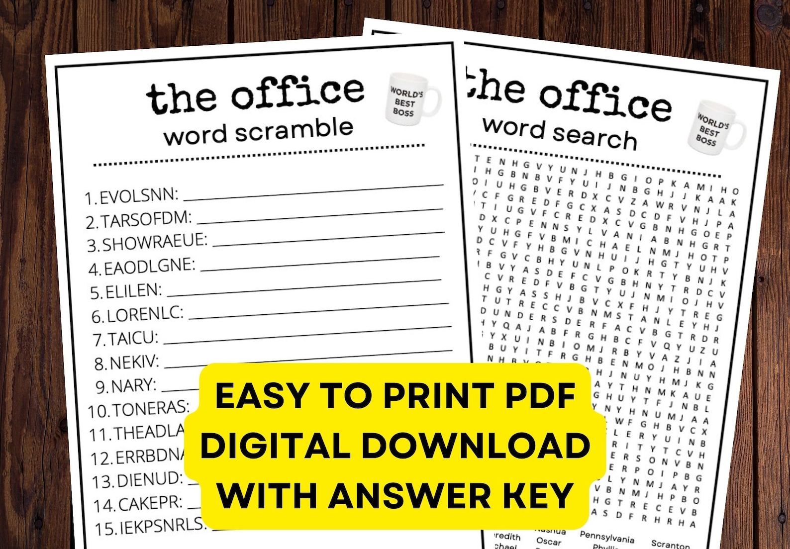 The Office Word Search and Word Scramble! Digital Printable PDF Instant ...