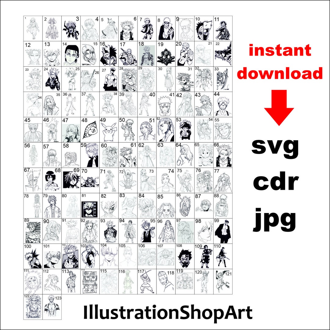 Anime Svg , 123pcs Anime , Anime Pack , Anime , Anime File , Anime ...
