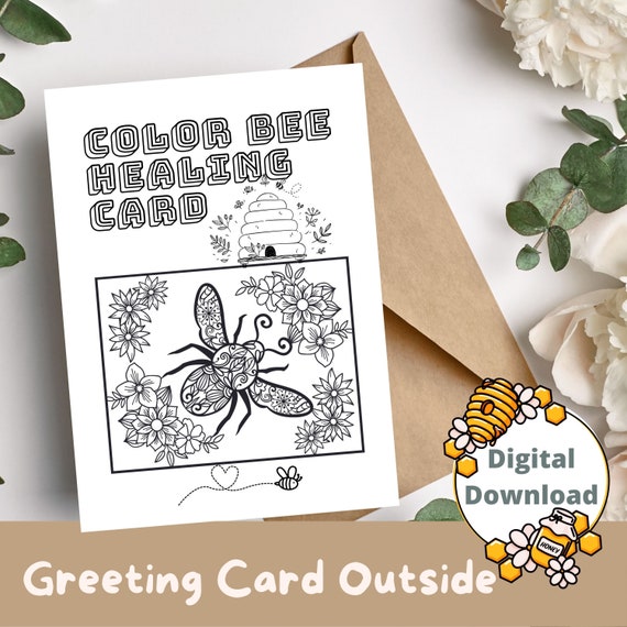 Coloring Bee Healing Card Printable Get Well Card Gift Card - Etsy ...