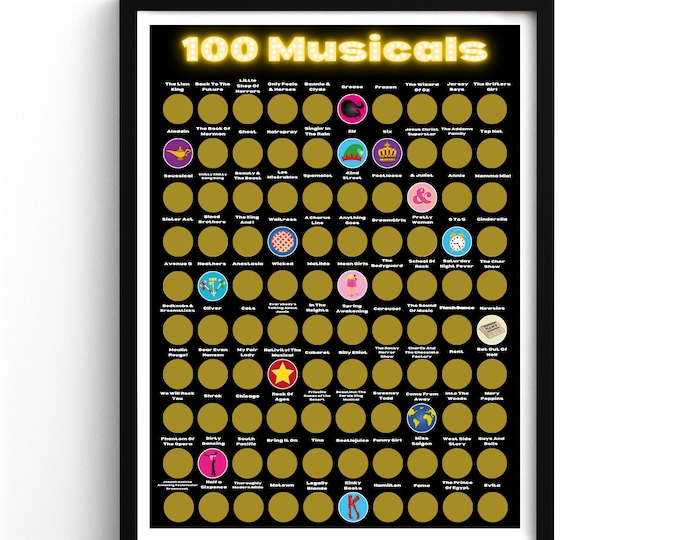 100 Musical Shows Scratch off Poster - Etsy UK