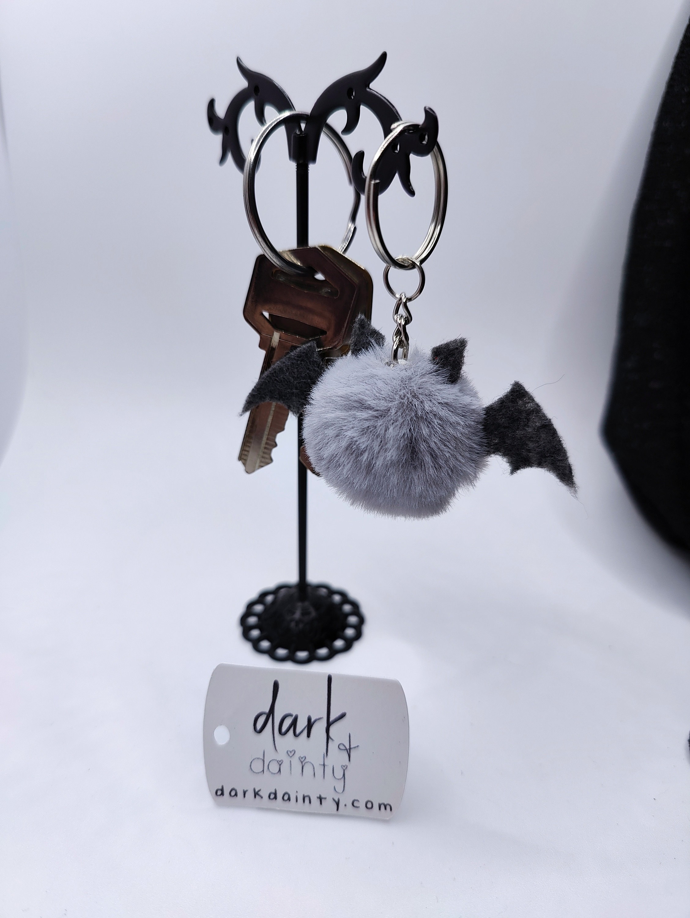 Mini Fuzzy Soft Bat Keychain 3"x1" Purse Charm - Gothic Witchy ...