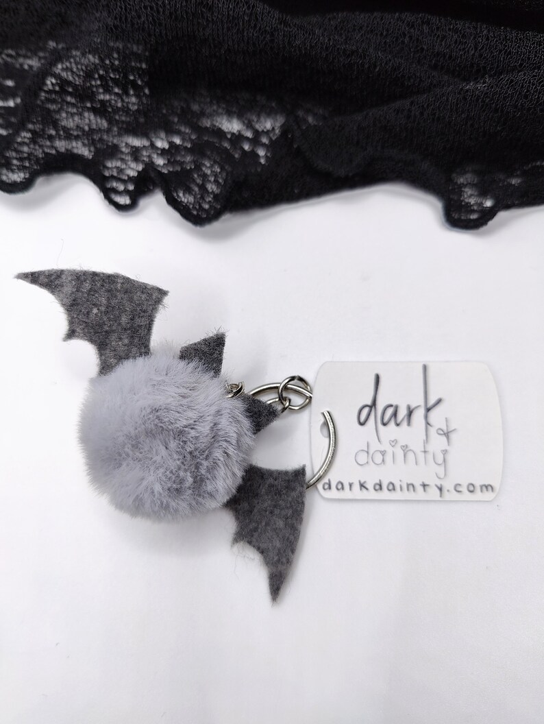 Mini Fuzzy Soft Bat Keychain 3"x1" Purse Charm - Gothic Witchy ...